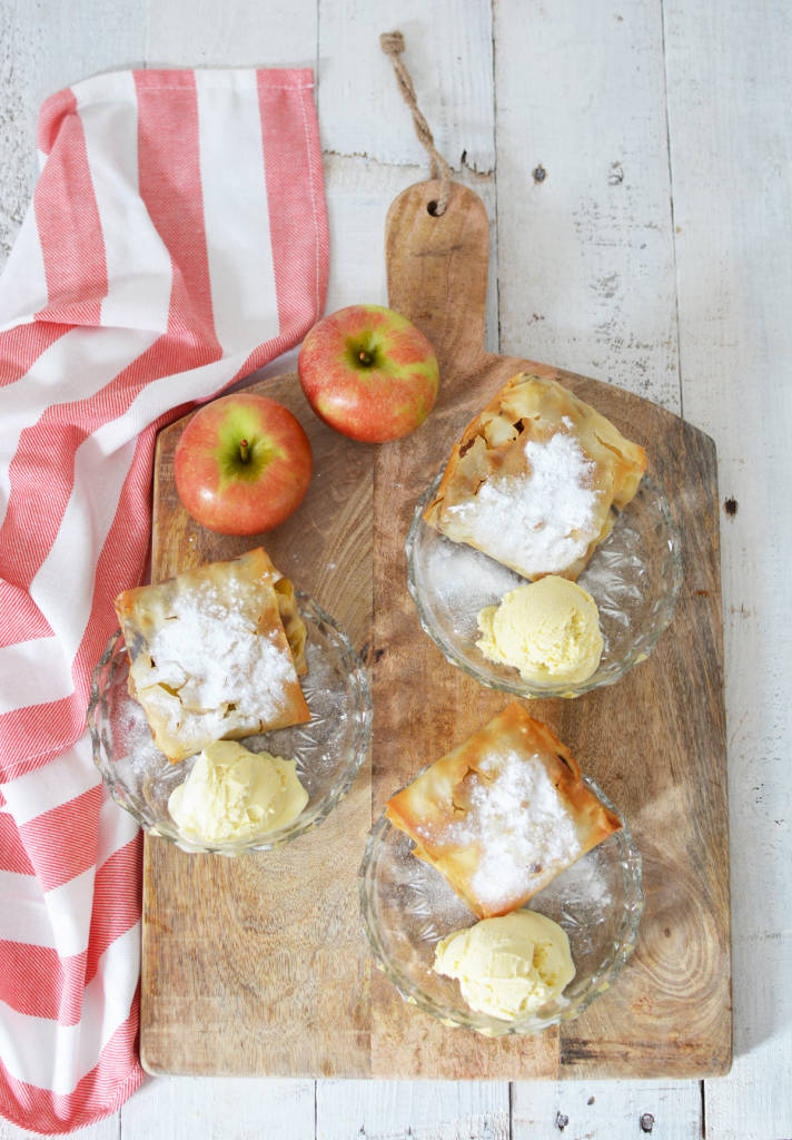 Recept | Zoete dessertpakketjes van filodeeg met appel