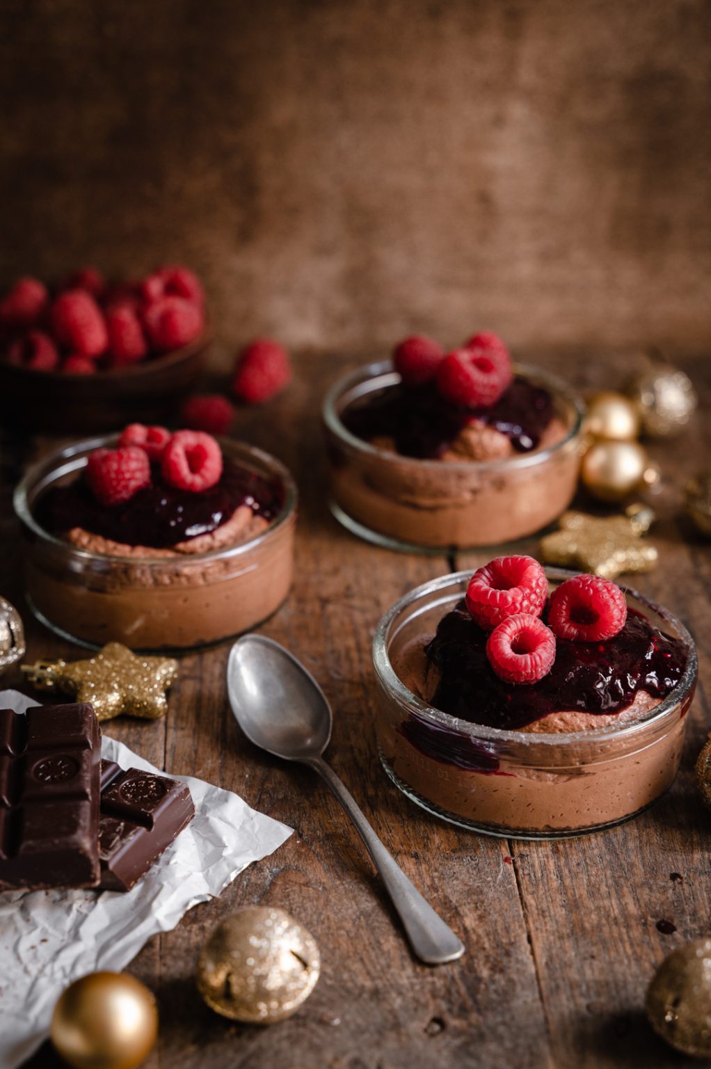 Chocolademousse met frambozen en een fruitcoulis | toetje
