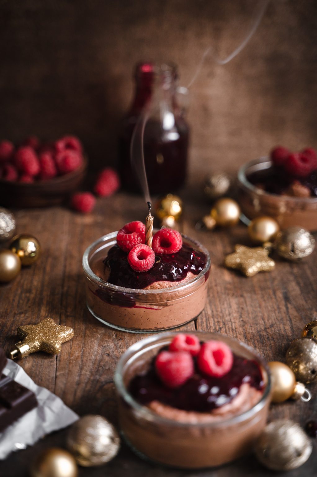 Chocolademousse met frambozen en een fruitcoulis | toetje